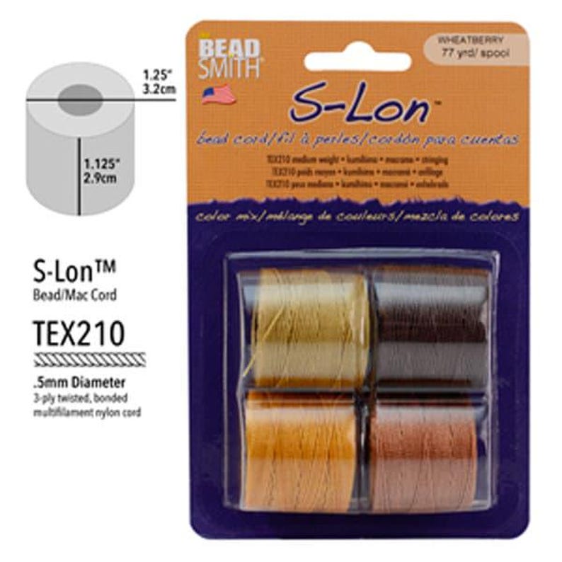S-lon Bead Cord Wheatberry Mixture 0.5mm Diameter 28580 (4 Spools ...
