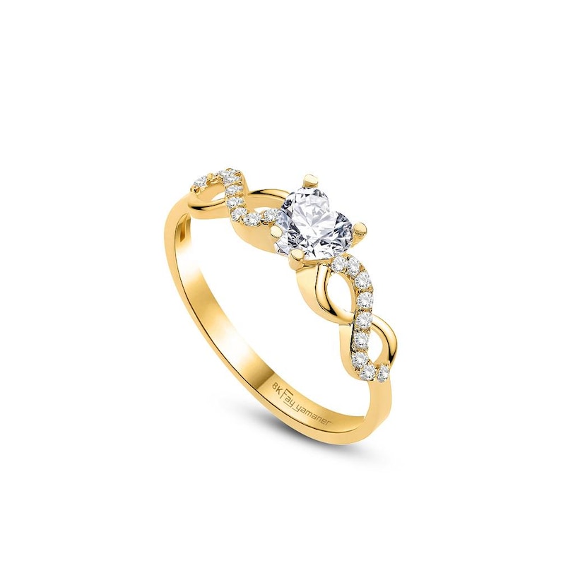 Infinity and Heart Solitaire 8K Gold Ring – Most Sparkling Engagement ...
