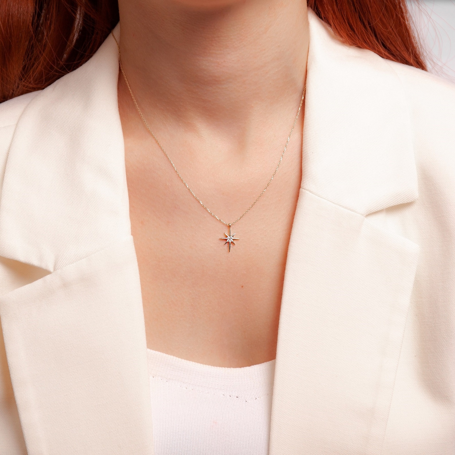 Handmade 8K Gold Pole Star Necklace - Elegant North Star Pendant ...