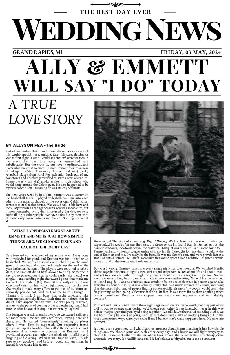 Classy, High End Wedding Newspaper Program 8 Page Tabloid Size. Luxury ...