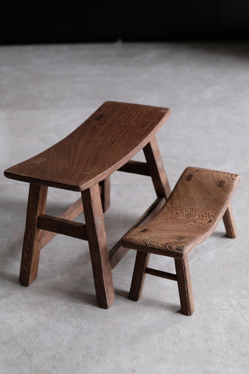 Vintage Wooden Step Stool and Child's Footstool Handcrafted Wooden ...