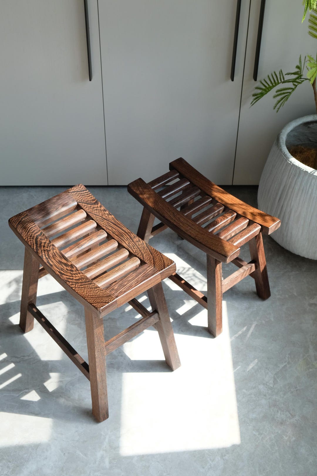 Vintage Wood Step Stool Plant Stand Handcrafted Wood Meditation Stool ...