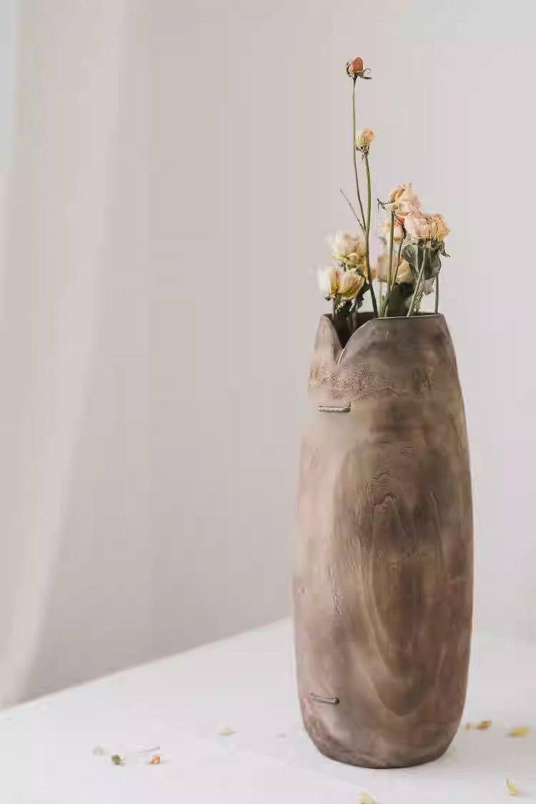 Handcrafted Wood Vase | Wabi-sabi Style Decor | Real Wood Log Vase ...