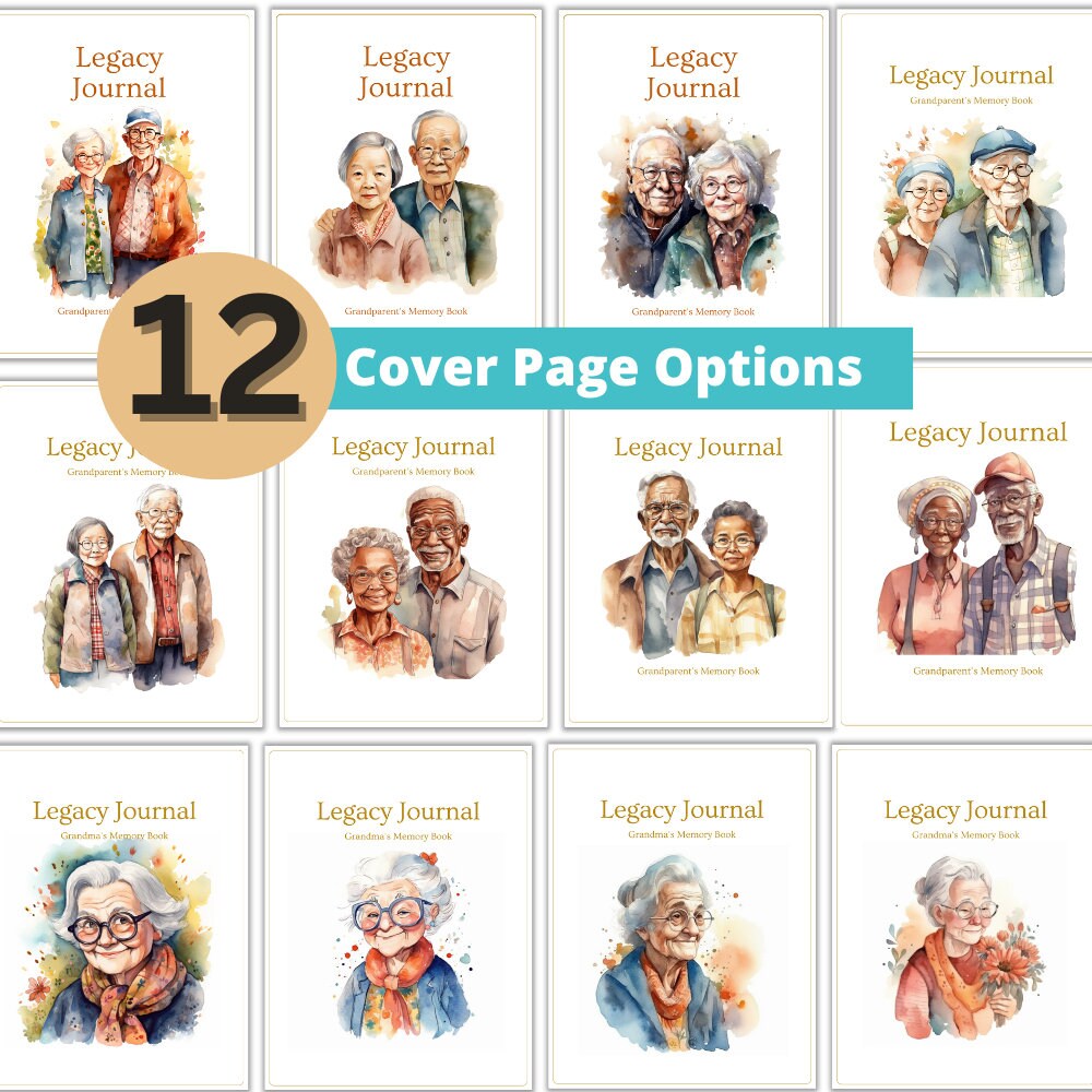 Customizable Legacy Journal Printable 60 Pages Grandparent's Life Story ...