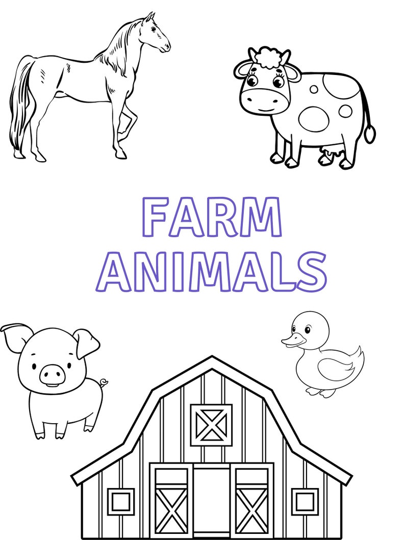 Farmyard Fun: Colorful Animal Coloring Sheets for Kids! - Etsy