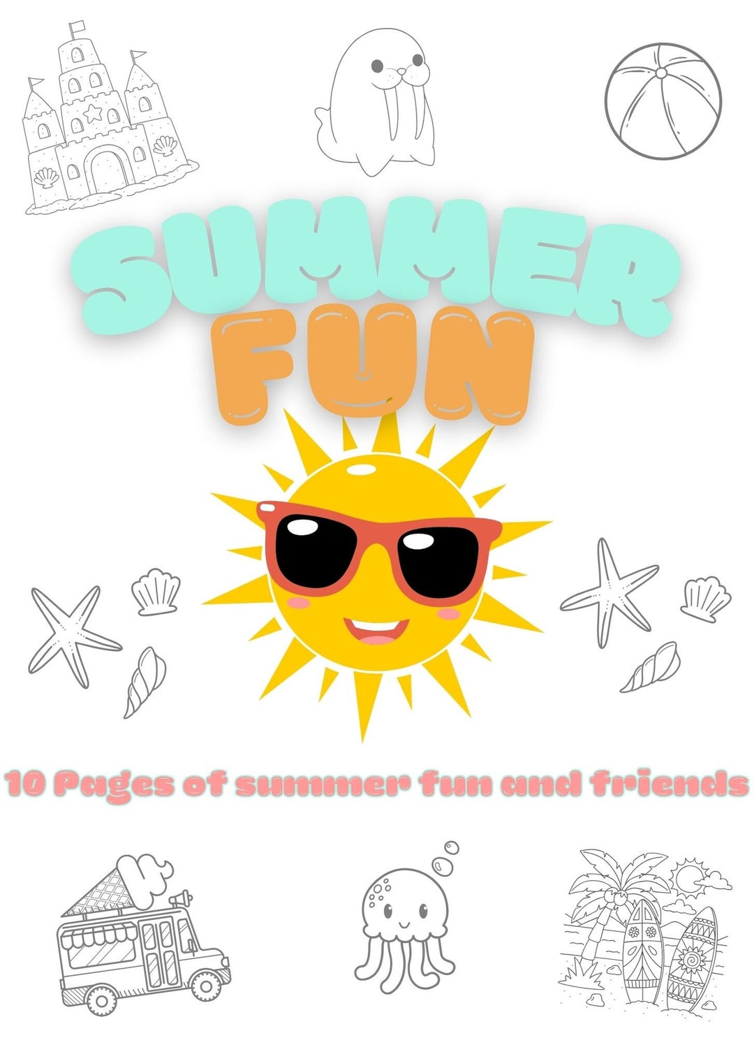 Summer Fun Coloring Sheets - Etsy