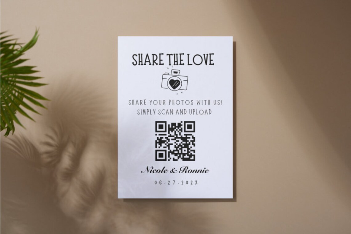 Share the Love QR Code Sign, Wedding Photo Sign Printable, Capture the ...
