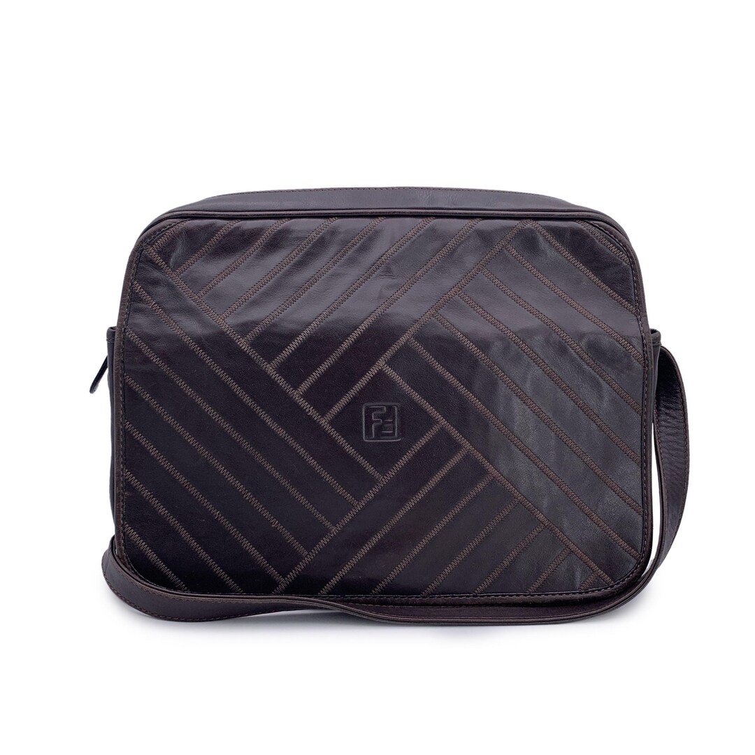 Authentic Fendi Vintage Brown Leather Stitching Messenger Bag - Etsy