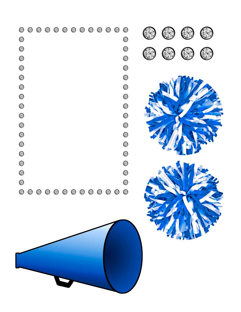 Digital Scrapbook Paper Cheerleading Royal Blue 12 Patterns 4 | Etsy