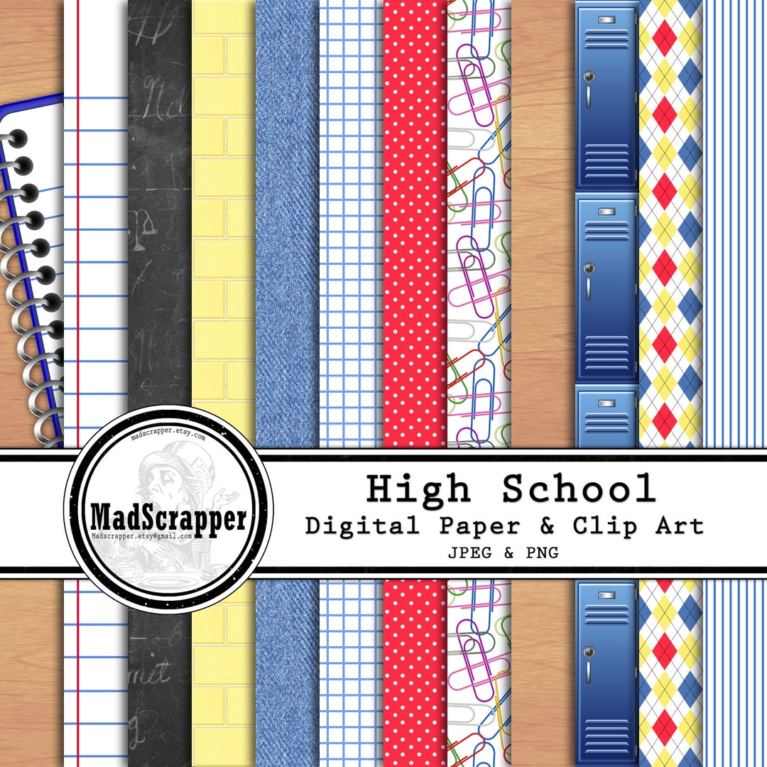 Digital Scrapbook Paper High School Middle School Digital - Etsy