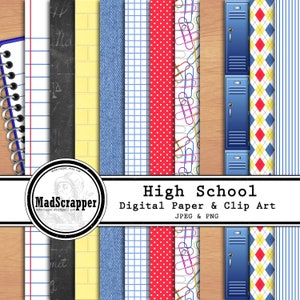 Digital Scrapbook Paper High School Middle School Digital | Etsy