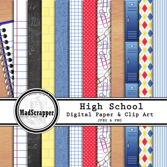 Digital Scrapbook Paper High School Middle School Digital | Etsy