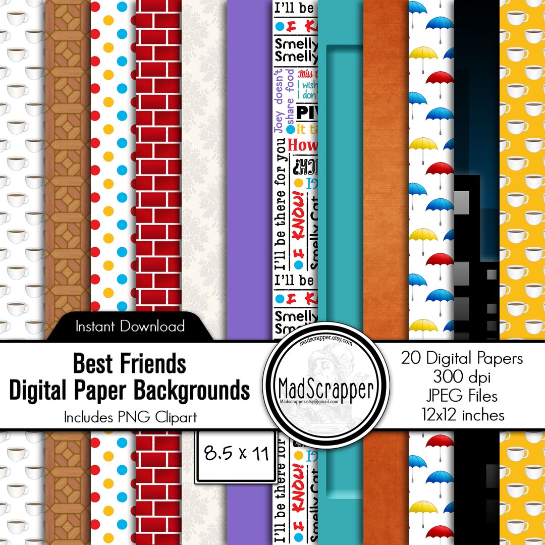 Digital Scrapbook Paper Best Friends Paper Digital Best Friends ...