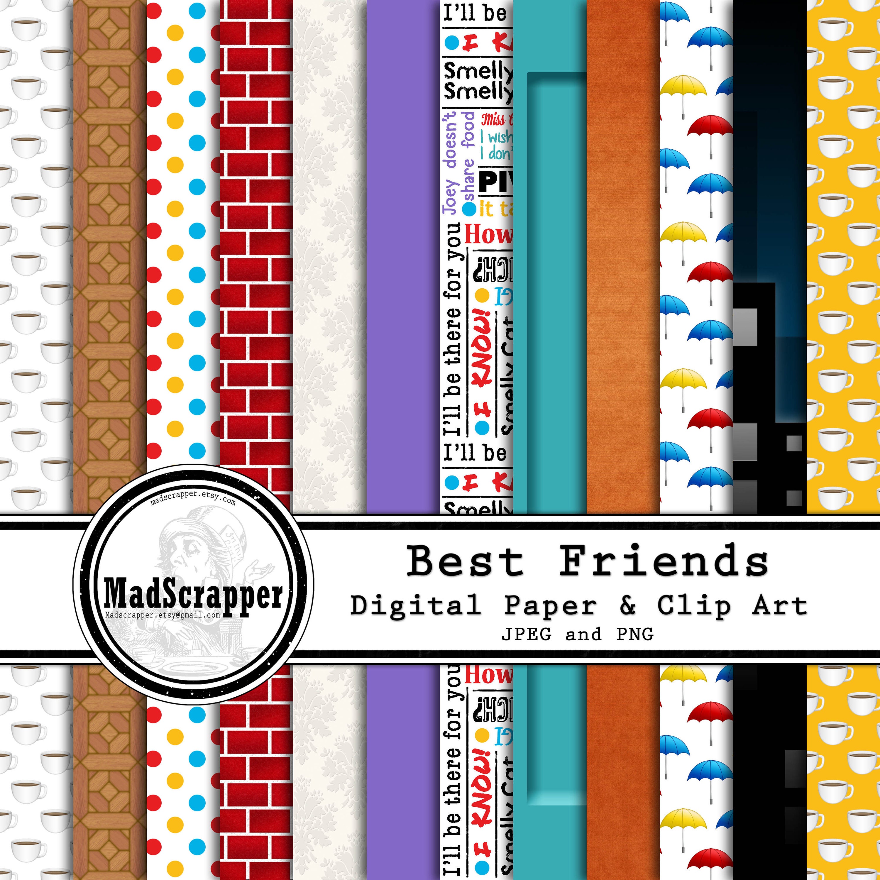Digital Scrapbook Paper Digital Paper Best Friends Paper Best | Etsy
