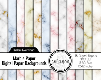 Marbled Digital Scrapbook Paper Pack Marbled Digital Printable Paper ...