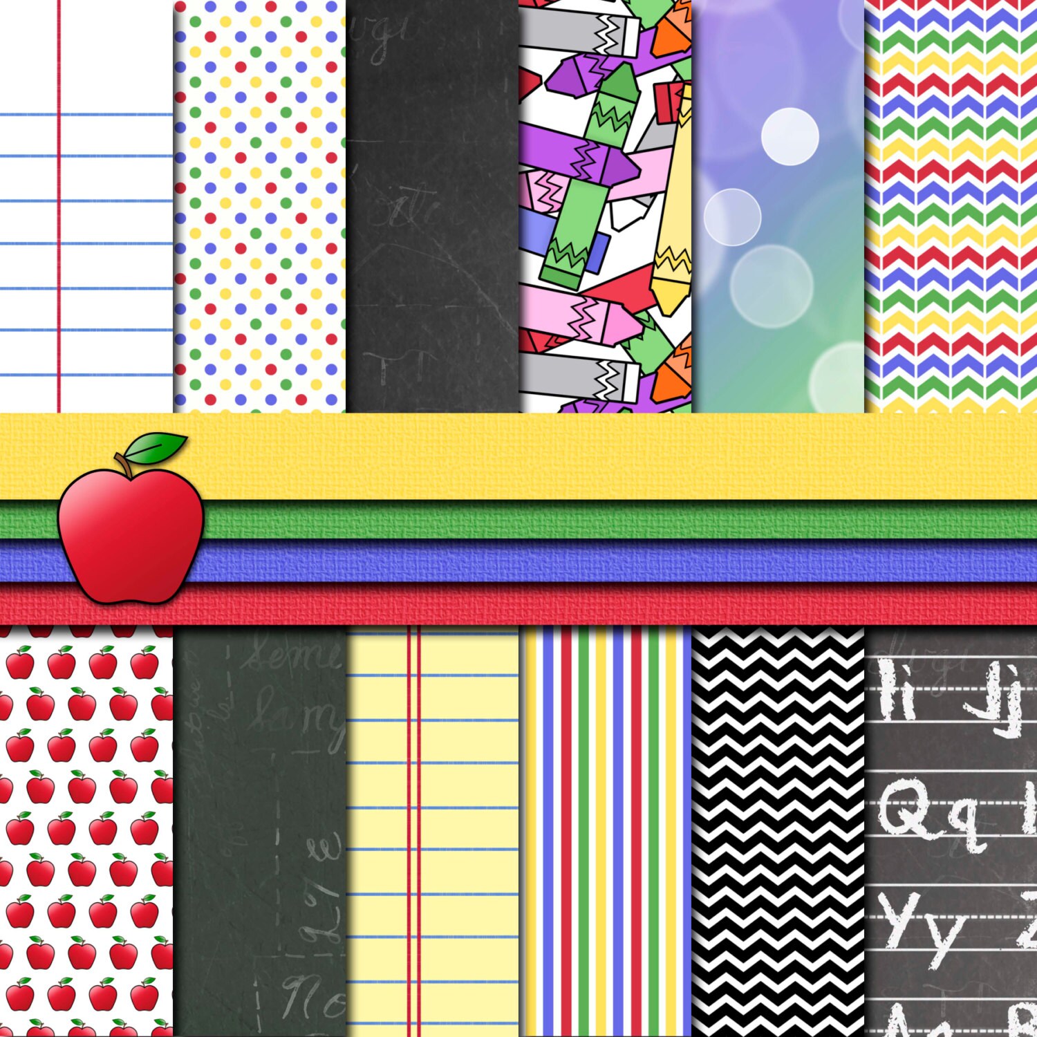 Digital Scrapbook Paper Back to School Digital Back to School | Etsy