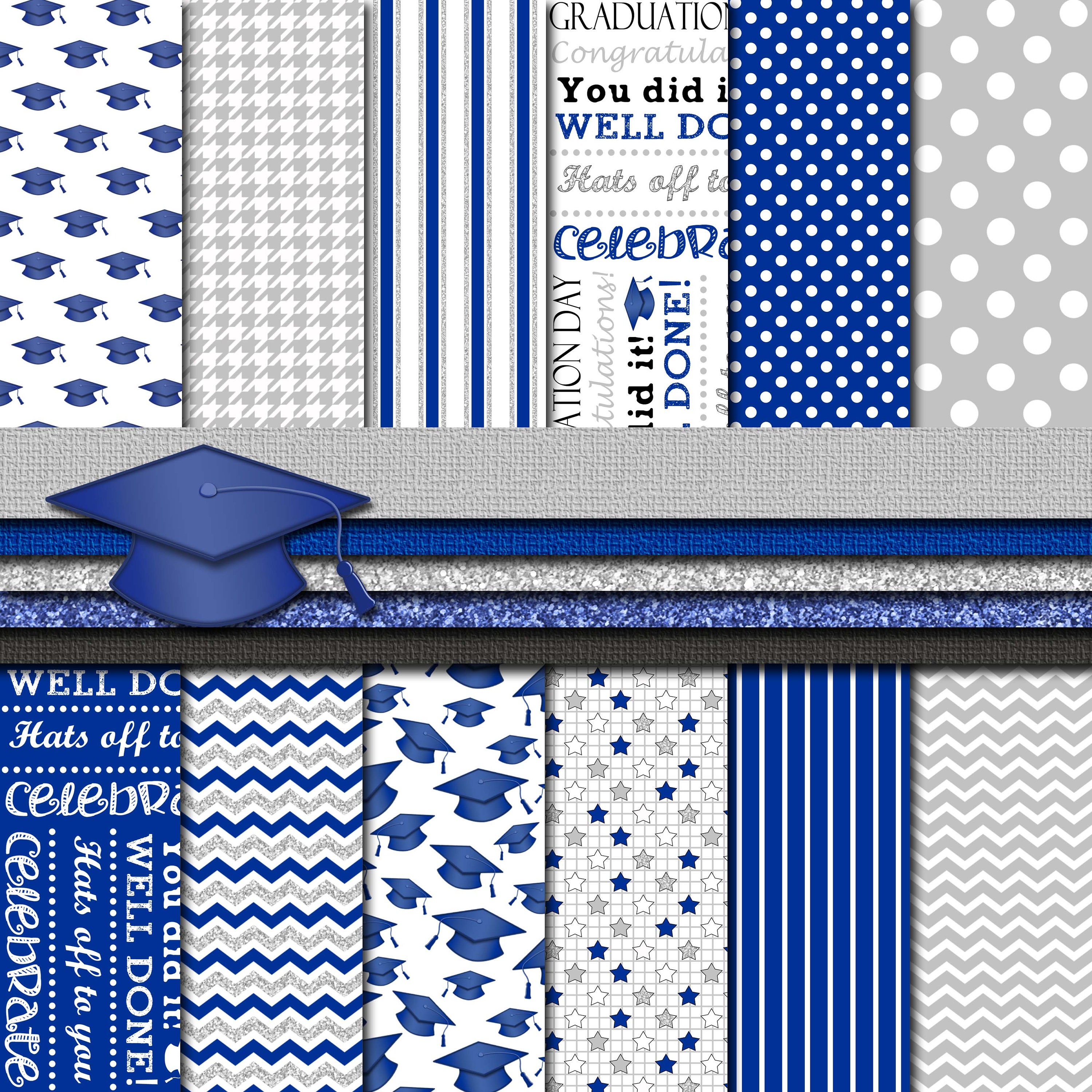 digital-scrapbook-paper-graduation-day-blue-gray-and-silver-etsy