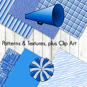 Digital Scrapbook Paper Cheerleading Royal Blue Digital Cheer - Etsy