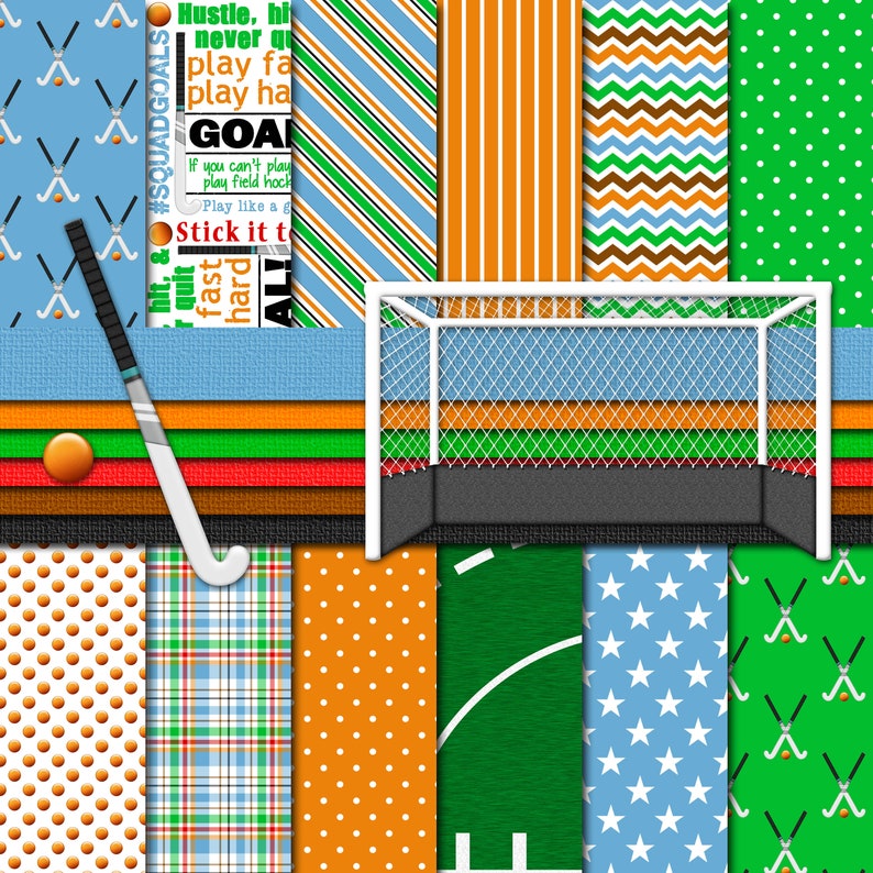 Digital Scrapbook Paper Field Hockey Paper Digital Field | Etsy
