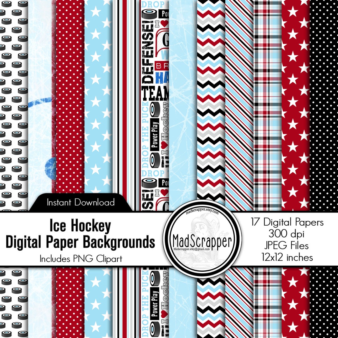Digital Scrapbook Paper Hockey Paper Digital Hockey Backgrounds and ...