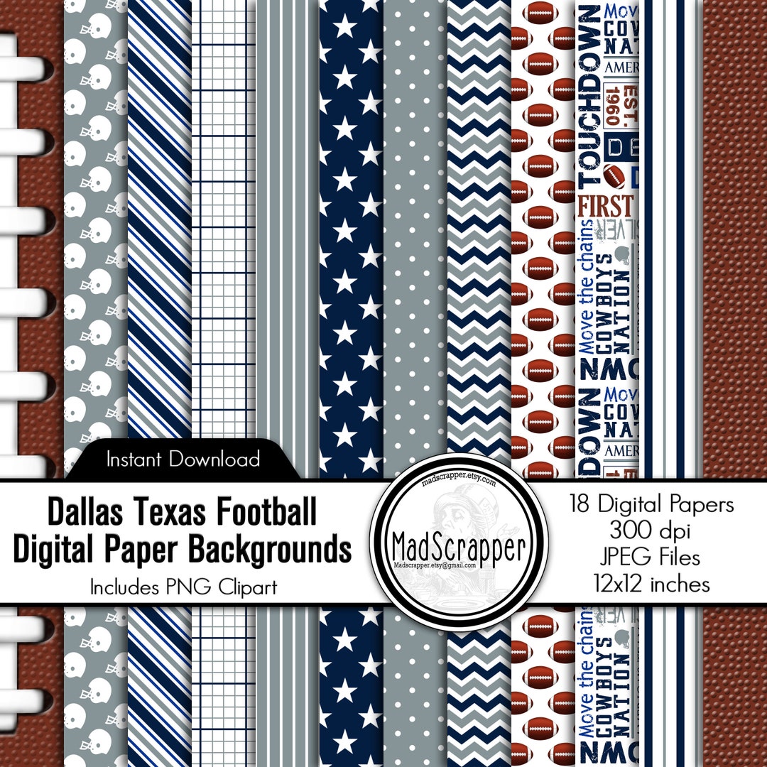 Digital Scrapbook Paper Dallas Texas Football Colors Football Paper ...