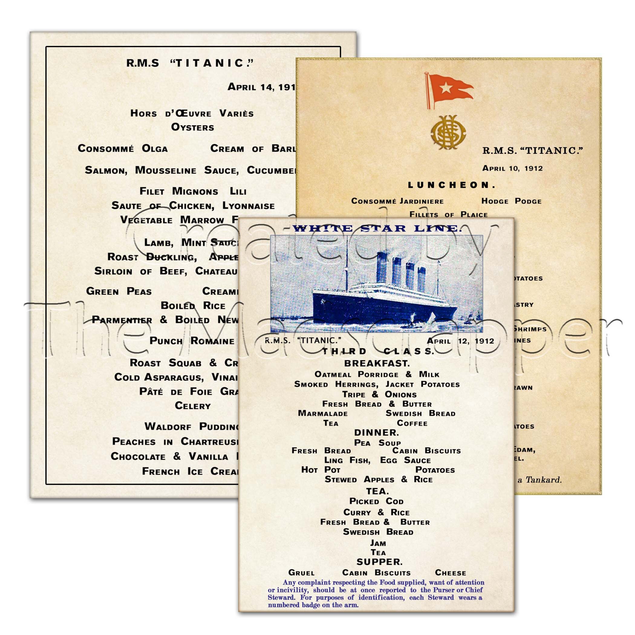 Digital Titanic Printables Titanic Menus Printable and - Etsy UK