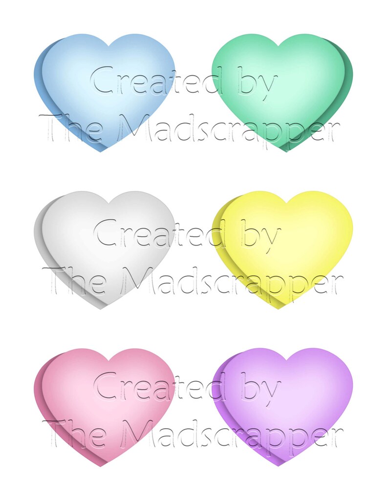Digital Scrapbook Paper and Clip Art Conversation Hearts | Etsy