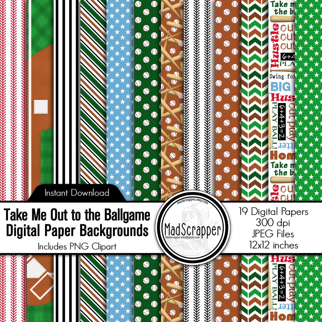 Digital Scrapbook Paper Baseball Paper Digital Baseball Paper ...