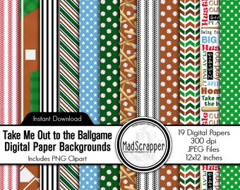 Digital Scrapbook Kit BASEBALL Digital Paper Pack Cut - Etsy