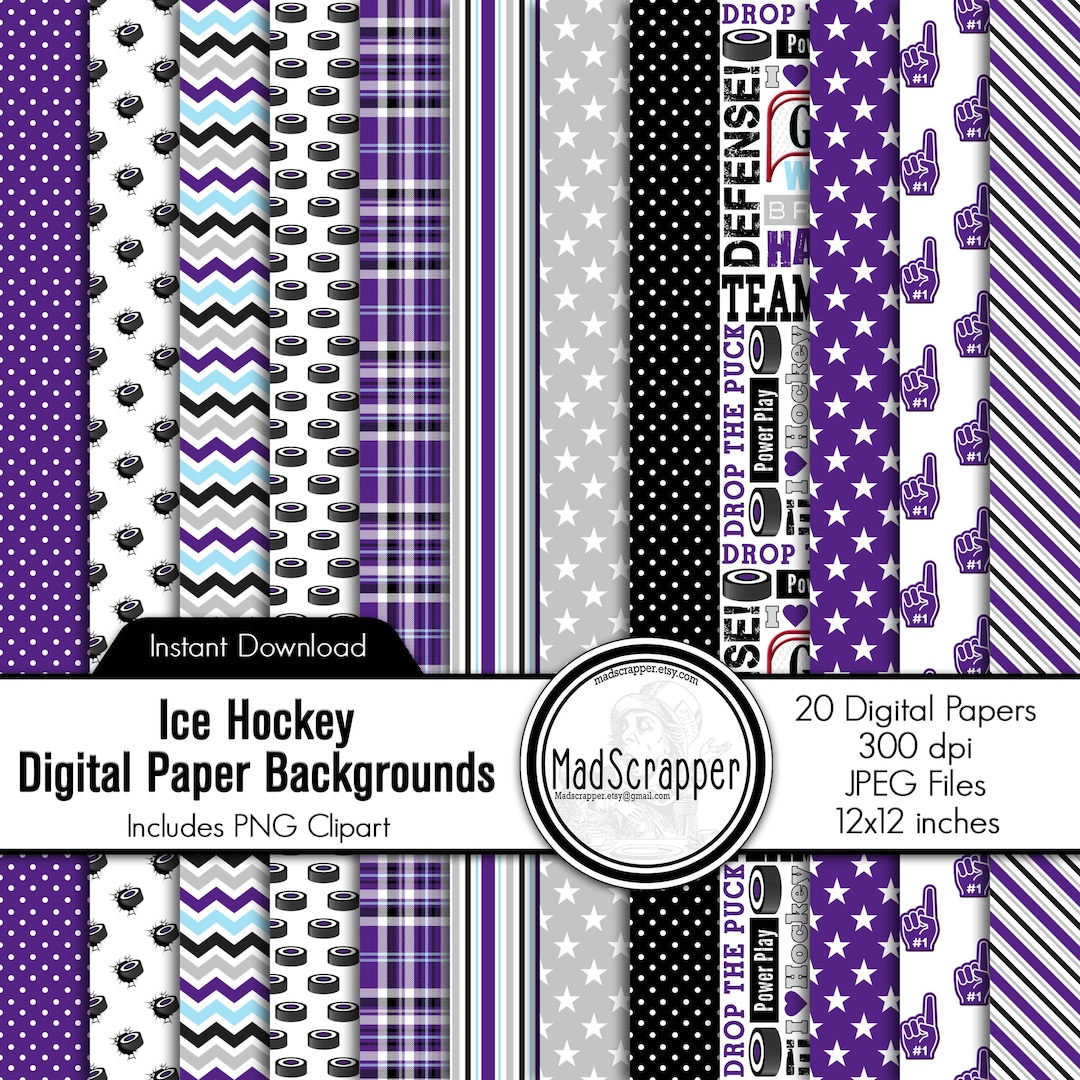 Hockey Scrapbook Paper: Digital Hockey Backgrounds and Clip Art ...