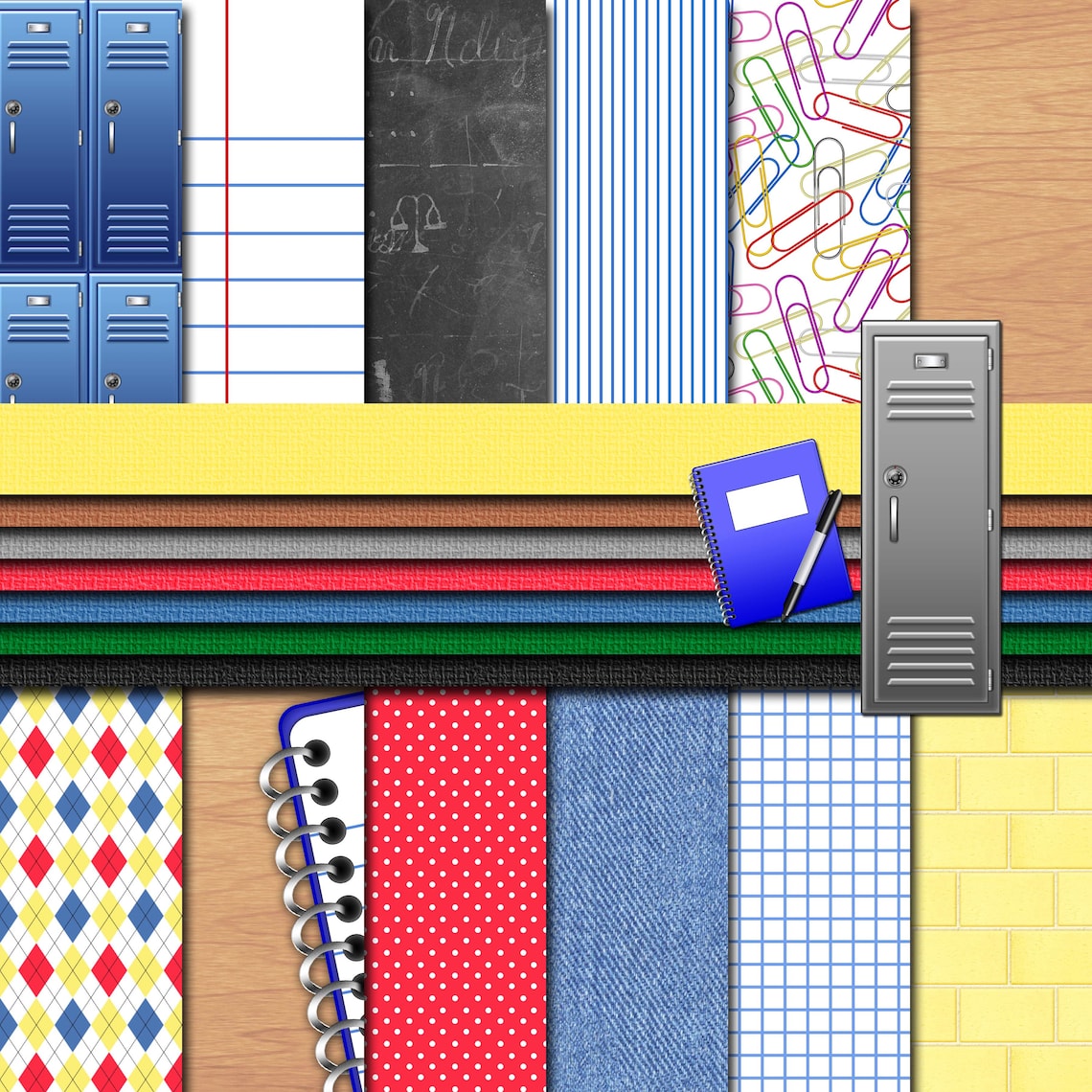 Digital Scrapbook Paper High School Middle School Digital - Etsy