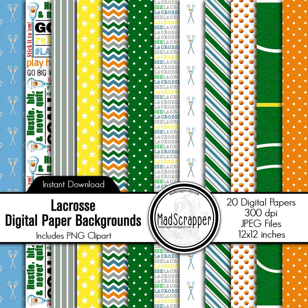 Lacrosse Scrapbook Paper: Sports Backgrounds & Clipart (digital ...