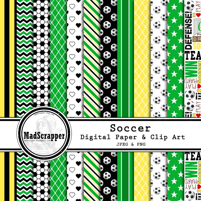 Digital Scrapbook Paper Digital Paper Soccer Football Paper | Etsy