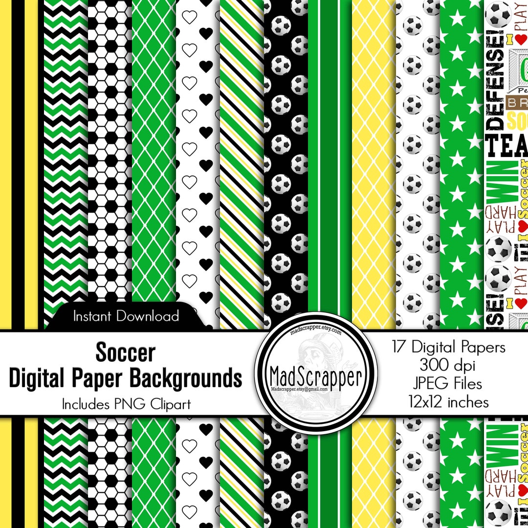 Digital Scrapbook Paper Digital Paper Soccer Football Paper Soccer ...