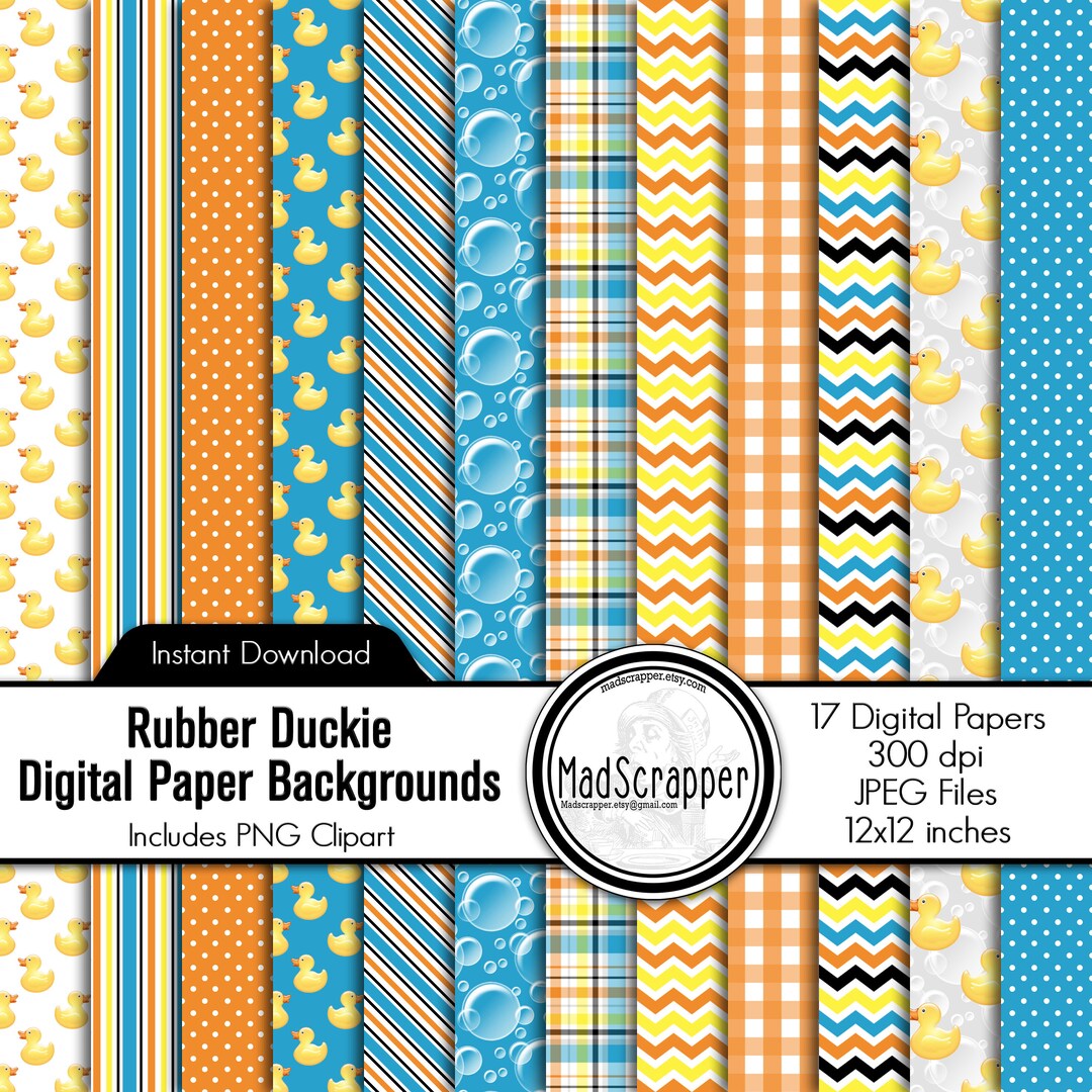 Digital Scrapbook Paper Rubber Ducky Paper Digital Rubber Duckie Paper ...