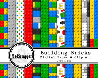 Digital Scrapbook Paper Building Bricks Digital Building | Etsy