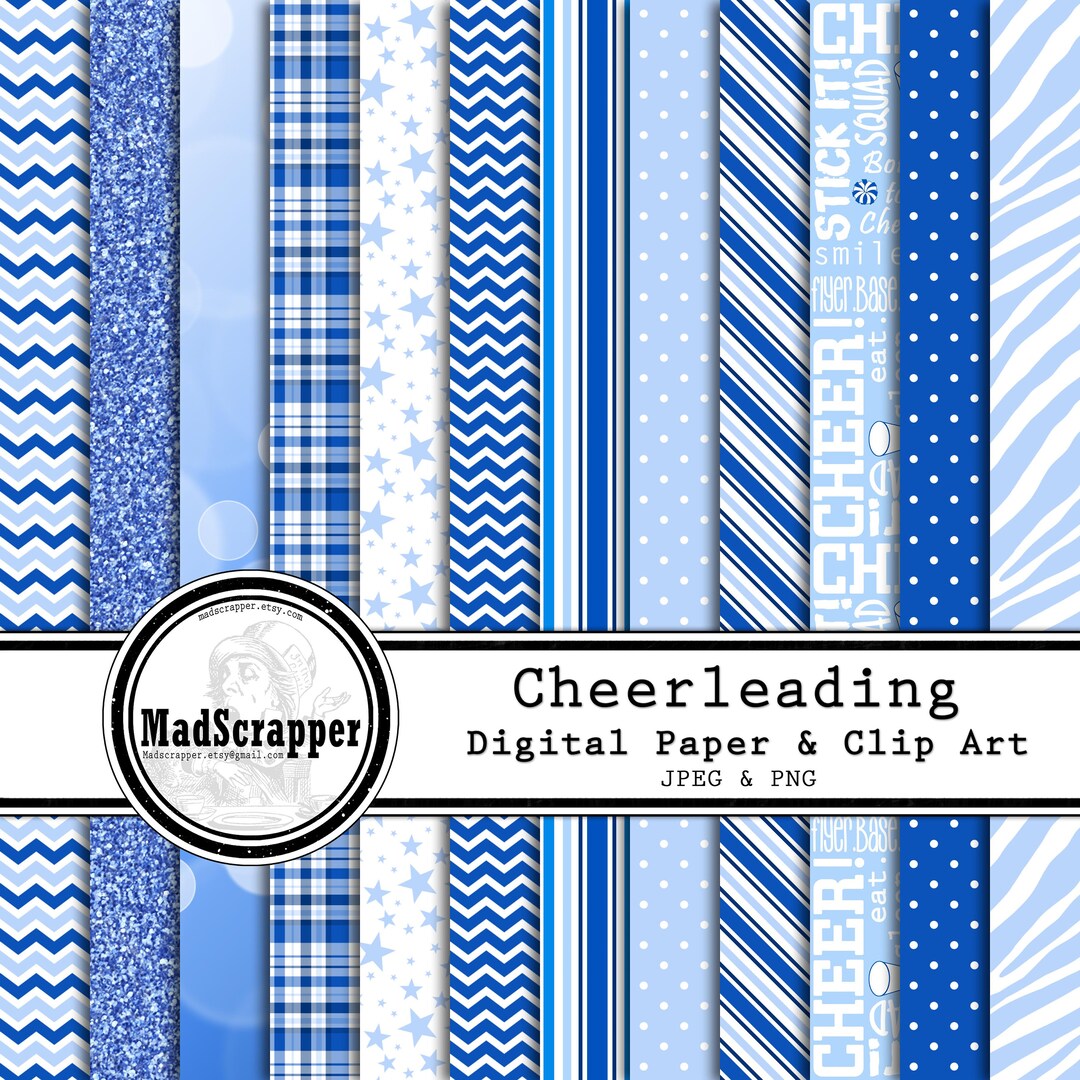 Digital Scrapbook Paper Cheerleading Royal Blue Digital Cheer - Etsy