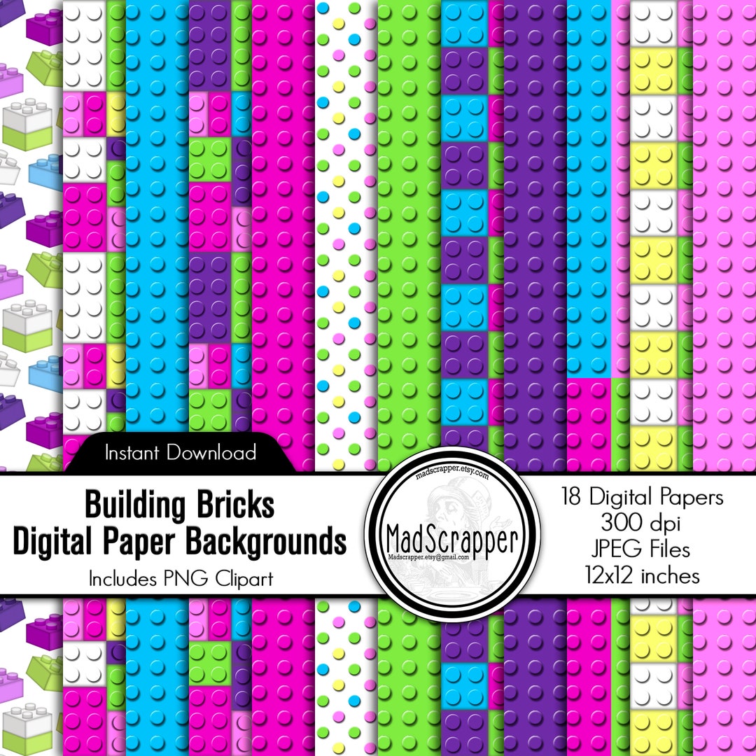 Digital Scrapbook Paper Building Bricks Digital Building Bricks Paper ...