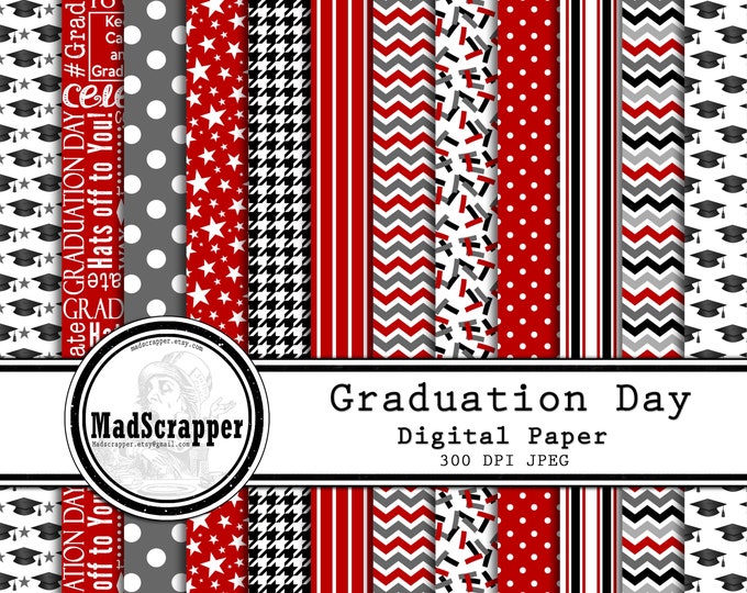 Digital Scrapbook Paper Graduation Day Scarlet and Gray - Etsy