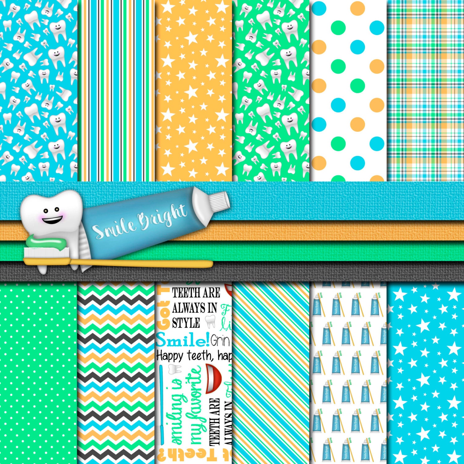 Digital Scrapbook Paper Dentist Paper Digital Dentist First | Etsy