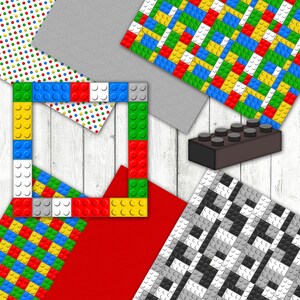 Building Bricks Digital Paper Pack: Colorful Scrapbook Backgrounds ...