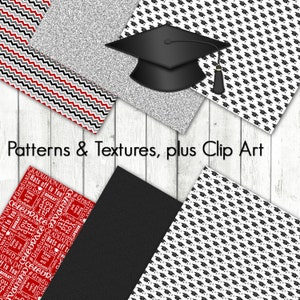 Digital Scrapbook Paper Graduation Day Scarlet and Gray Digital Paper ...