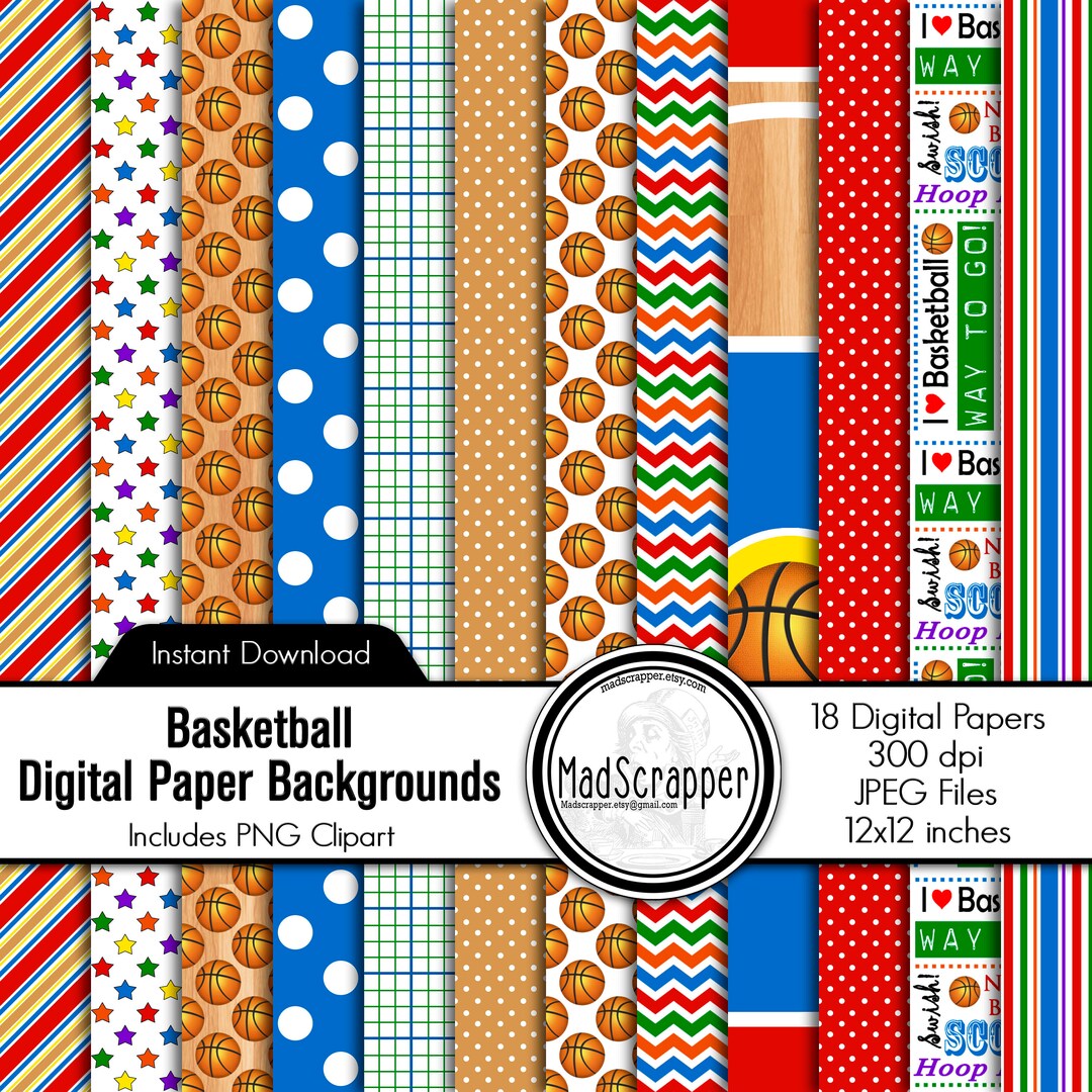 Digital Scrapbook Paper Basketball Paper Digital Basketball Paper ...