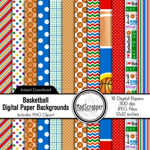 Digital Scrapbook Paper Basketball Paper Digital Basketball Paper ...