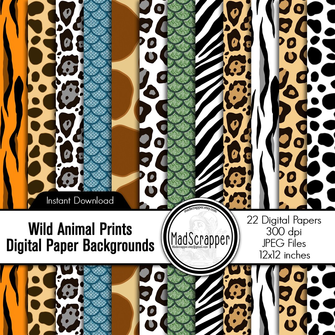 Digital Scrapbook Paper Wild Animal Prints Digital Animal Prints Paper ...