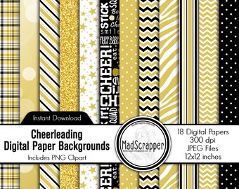 Digital Scrapbook Paper Cheerleading Royal Blue Digital Cheer Paper ...