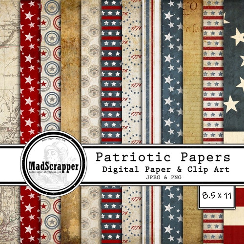 Wood Digital Paper Backgrounds America Independence Day 4th of | Etsy