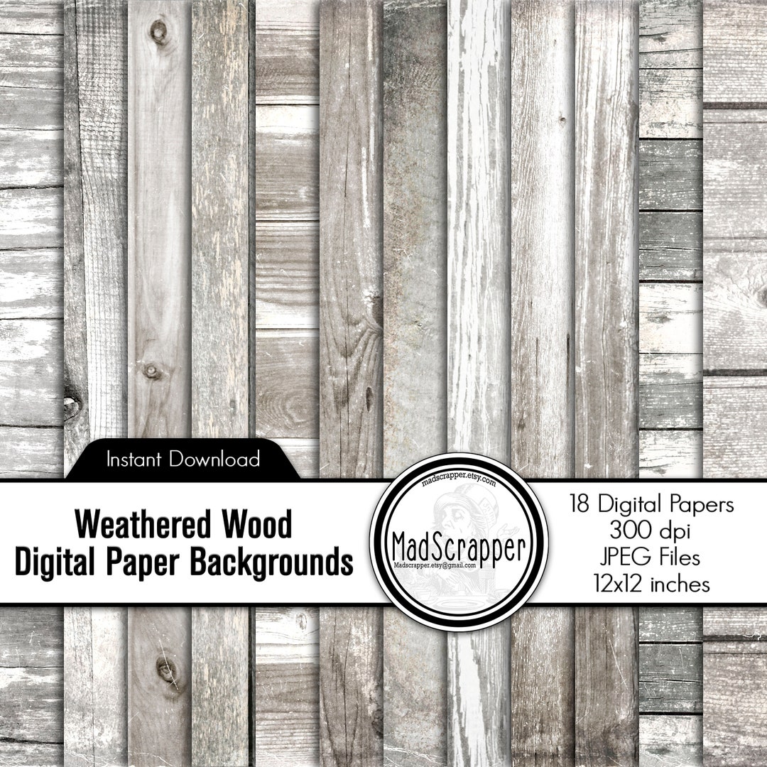 Barnwood Scrapbook Paper: Weathered Barnwood Paper Backgrounds (digital ...