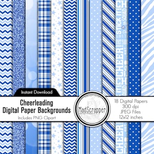 Digital Scrapbook Paper Cheerleading Royal Blue Digital Cheer - Etsy
