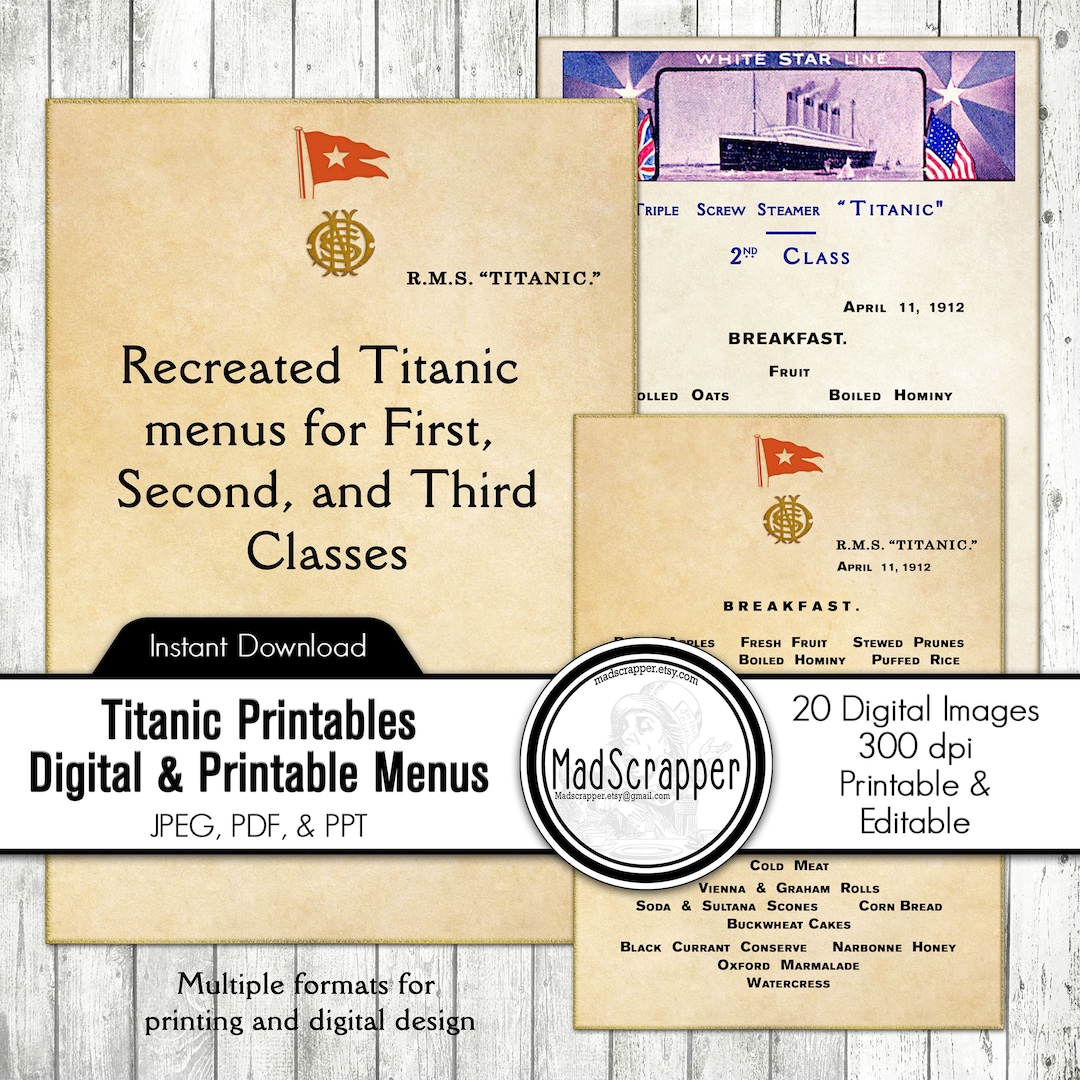 Titanic Menus Printable: First Class, Editable (digital Download) - Etsy